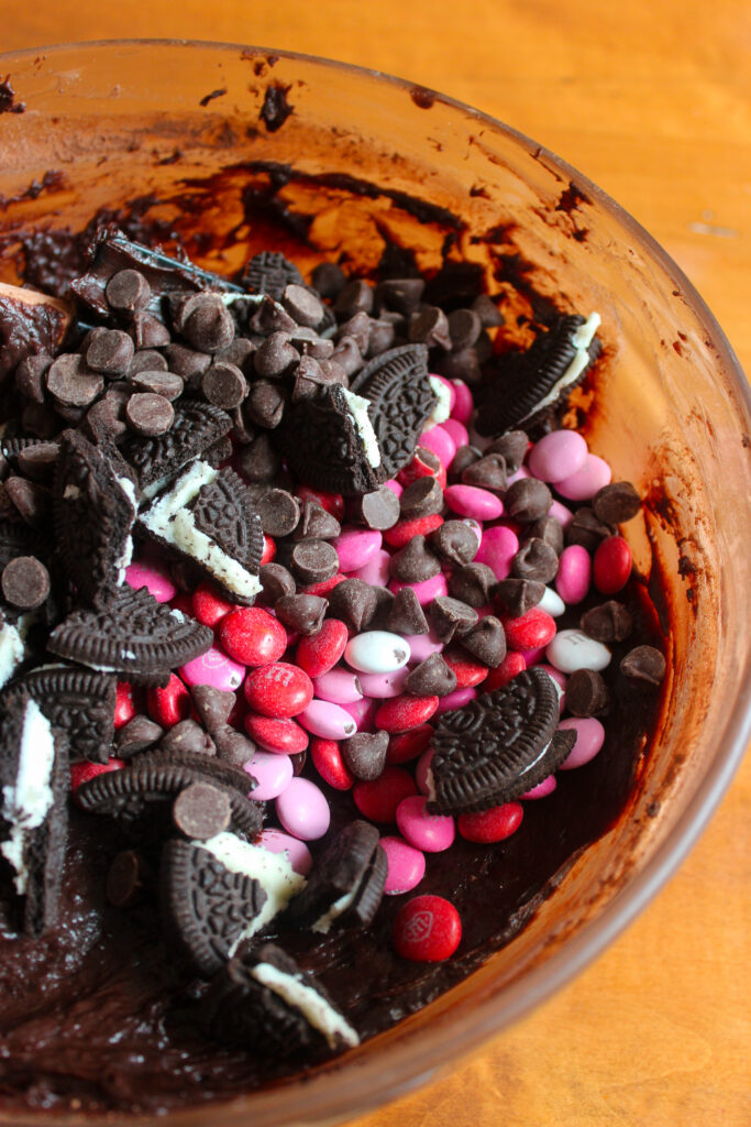 Valentine's Day Oreo M&M Brownies - Taffey Bakery
