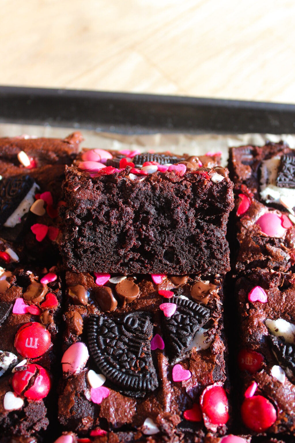 Valentine's Day Oreo M&M Brownies - Taffey Bakery