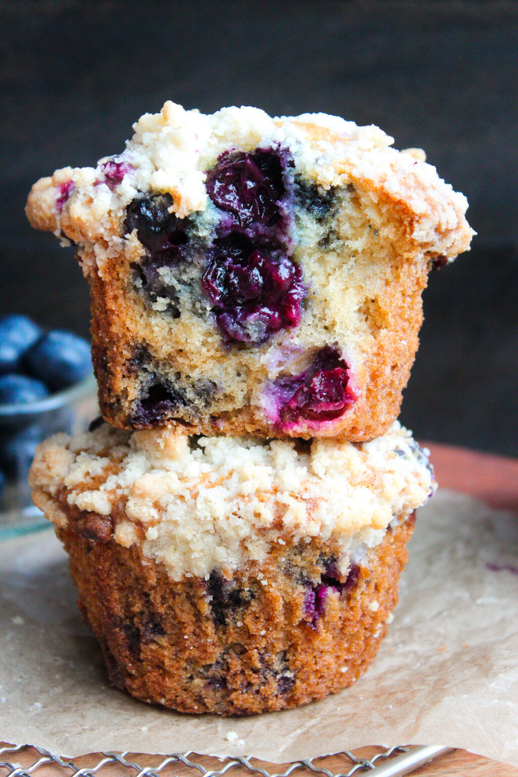 Bakery Style Sour Cream Blueberry Muffins - Taffey Bakery