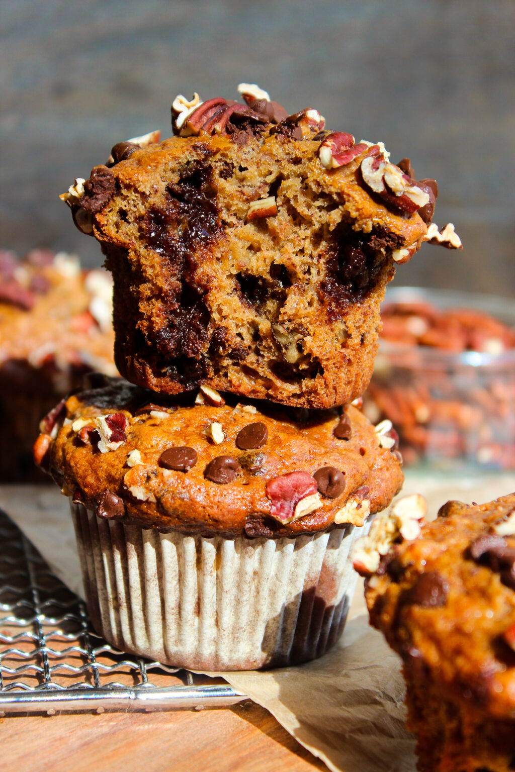 Banana Pecan Chocolate Chip Muffins - Taffey Bakery
