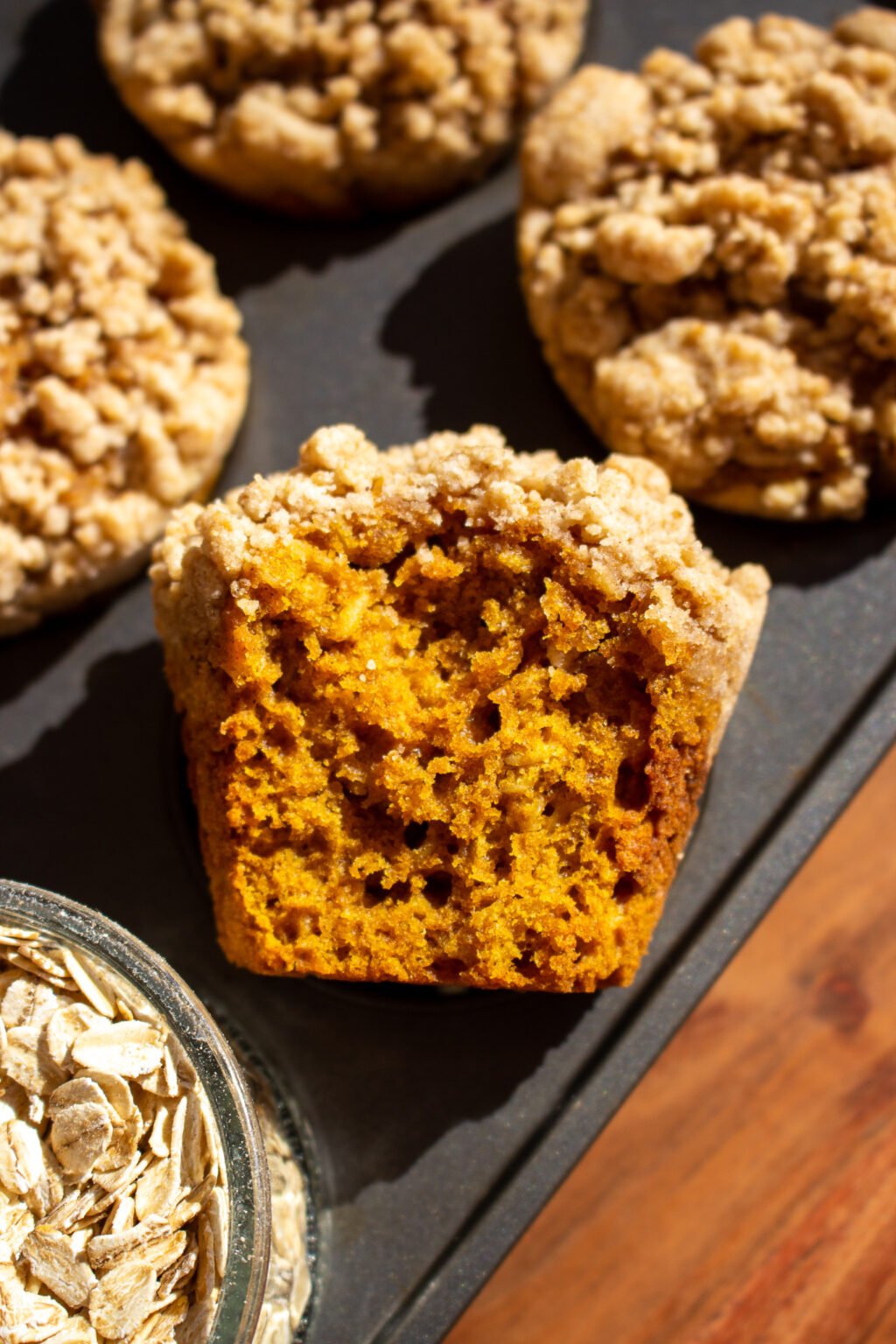 Pumpkin Oatmeal Streusel Muffins - Taffey Bakery