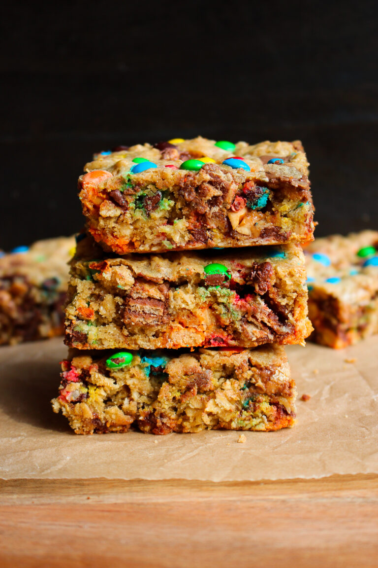 Leftover Halloween Candy Cookie Bars - Taffey Bakery
