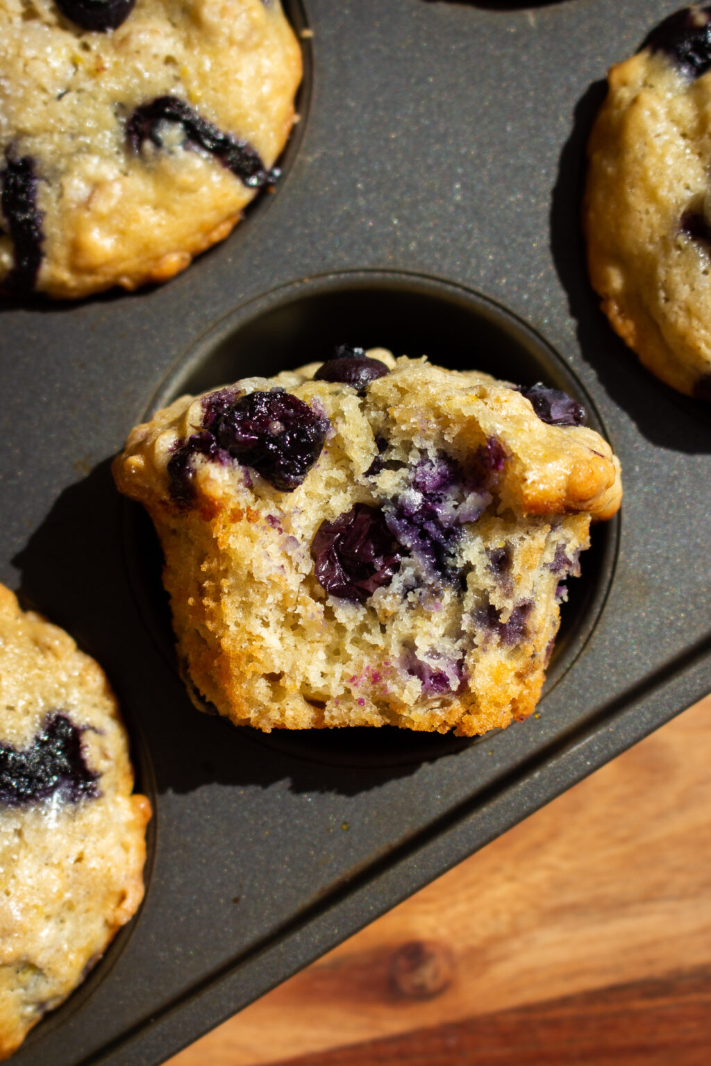 Blueberry Oatmeal Sour Cream Muffins - Taffey Bakery