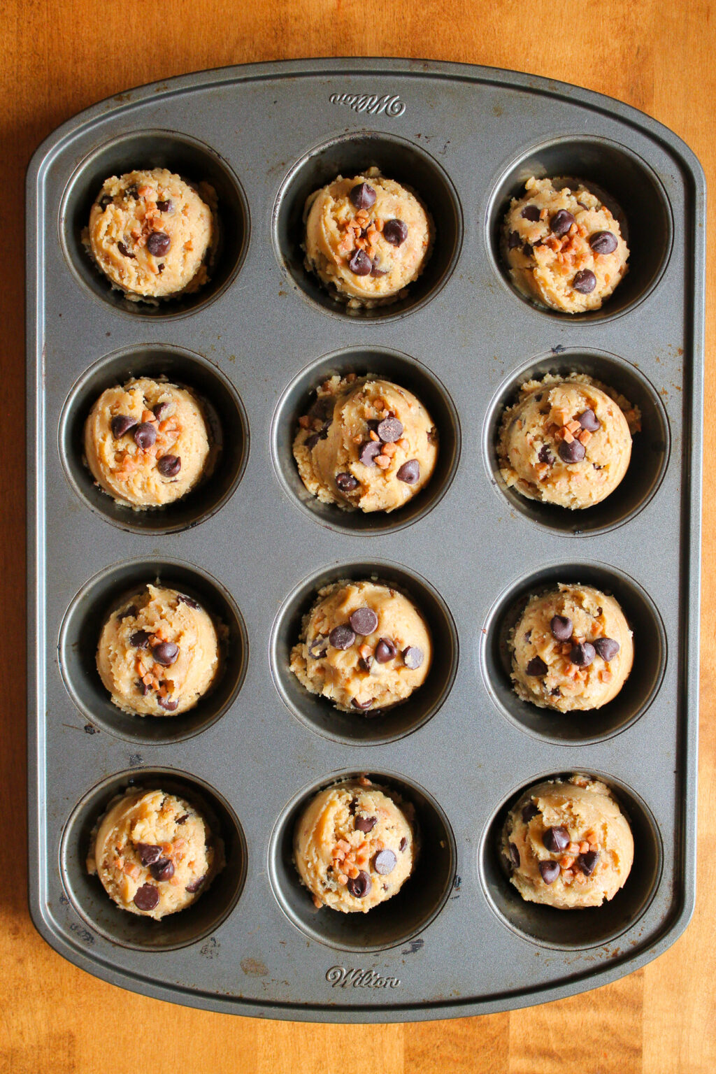 Brown Butter Toffee Chocolate Chip Cookie Cups - Taffey Bakery