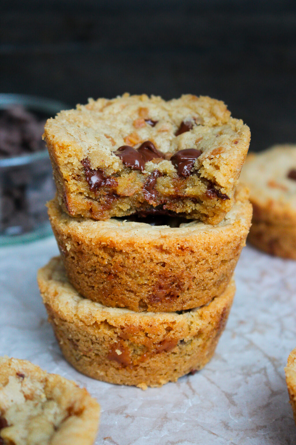 Brown Butter Toffee Chocolate Chip Cookie Cups - Taffey Bakery